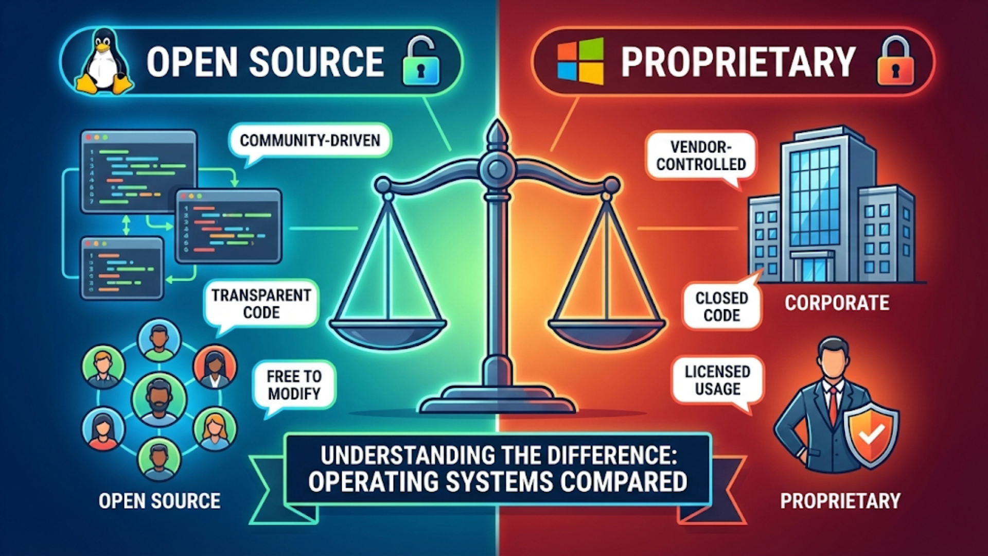Open Source vs Proprietary Operating Systems: Complete Comparison Guide