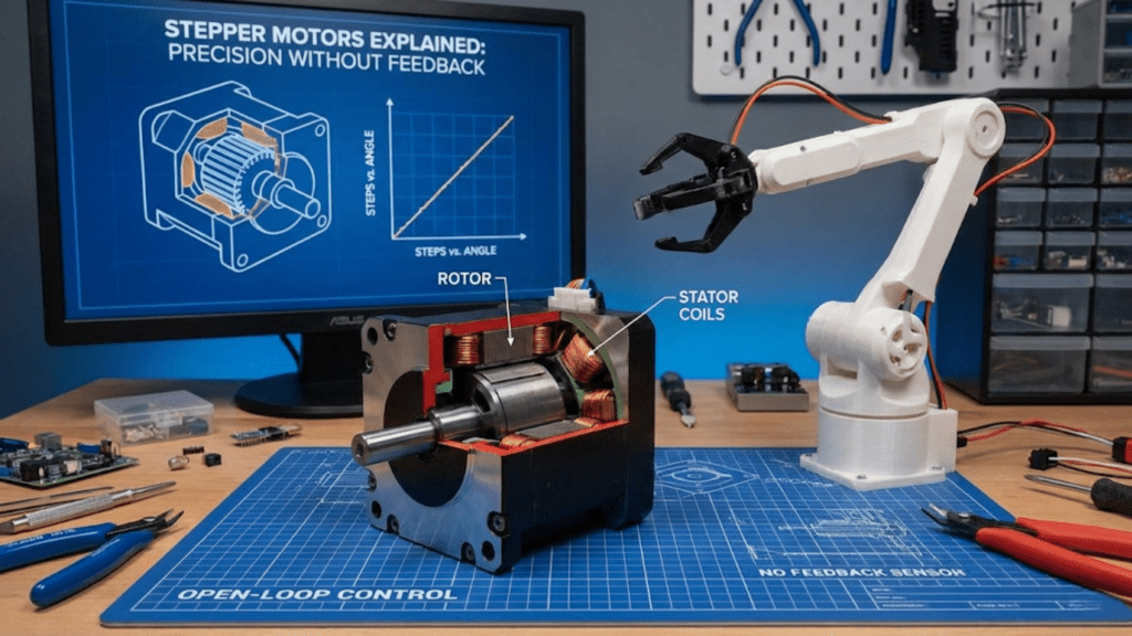 Stepper Motors Explained: Precision Without Feedback in Robotics